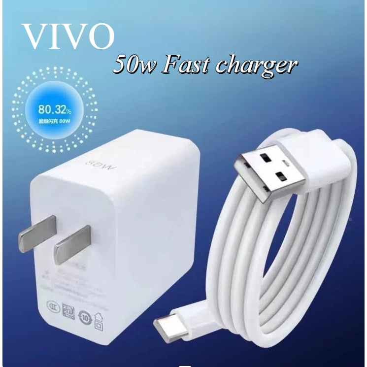 50W VIVO SuperVOOC Fast Charging Adapter With Micro Cable Type-c Usb ...