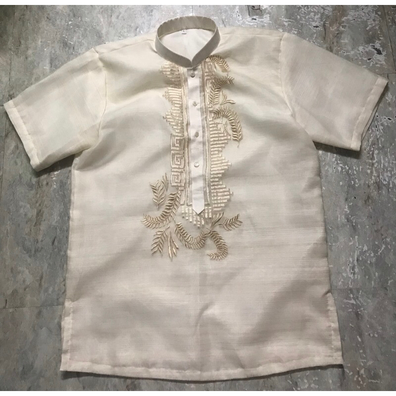 Dahon White Polo Barong- OM for s6k4su7p_7 | Shopee Philippines