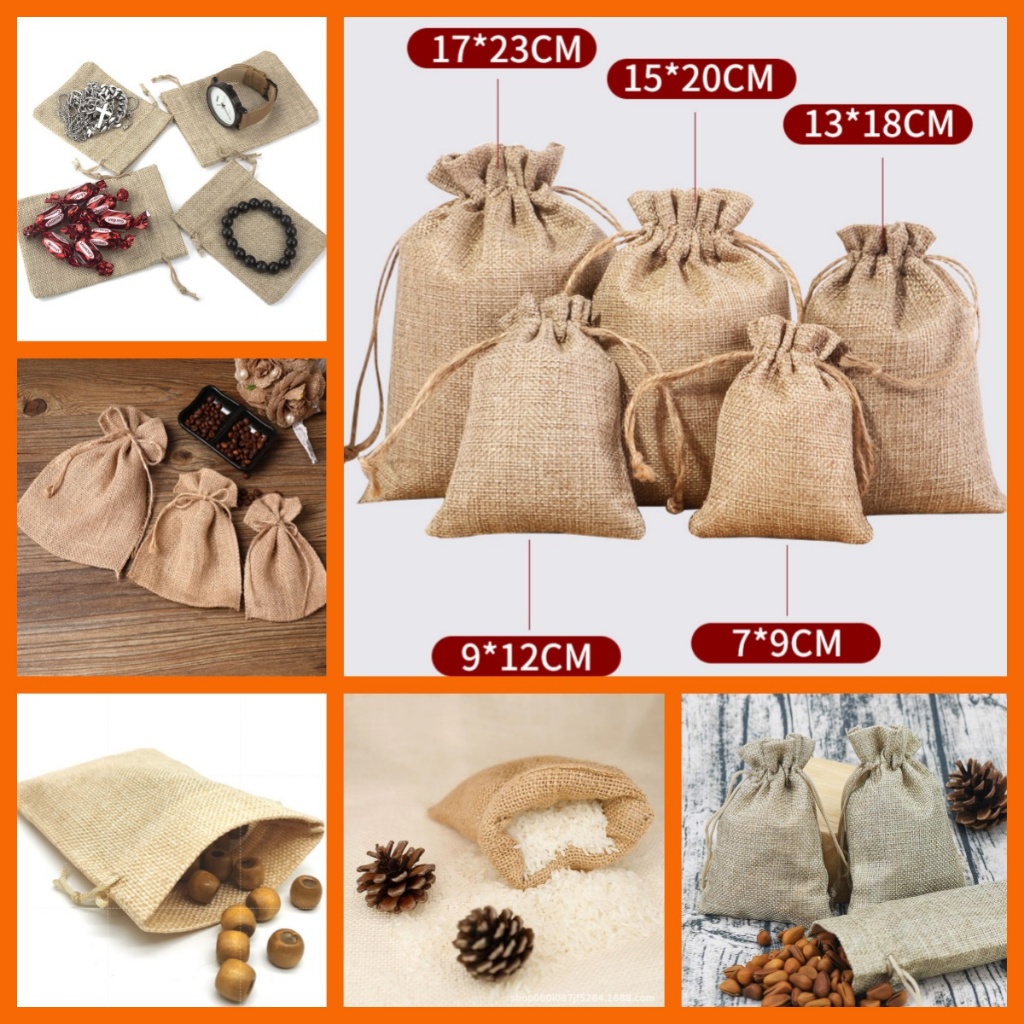 Drawstring Burlap Bag Linen Handmade Soap Jewelry Gift Burlap Bag ...