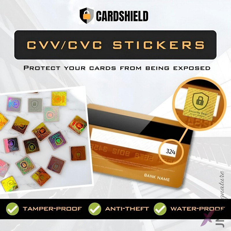 JNJ CardShield Privacy Anti Theft Holographic Credit Card And Debit Card Security Sticker CVV ...