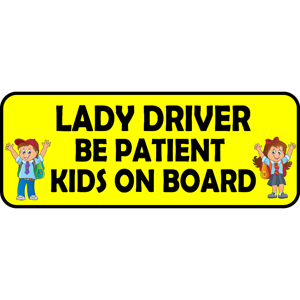 LADY DRIVER/ NEW LADY DRIVER KIDS ON BOARD waterproof vinyl sticker ...