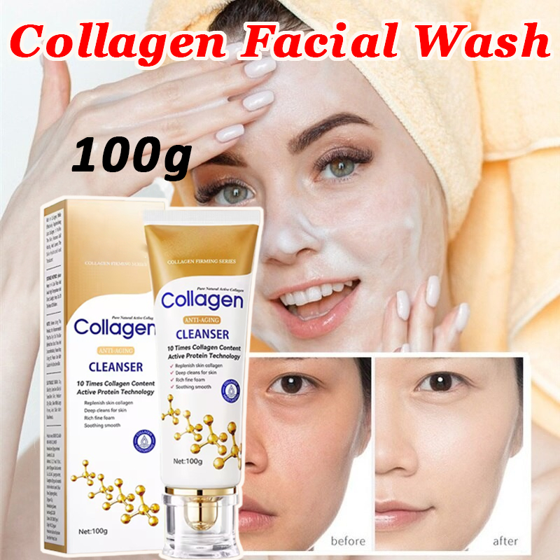 Collagen Facial Wash Oil Control Acne Treatment Cleanser Anti-Wrinkle ...