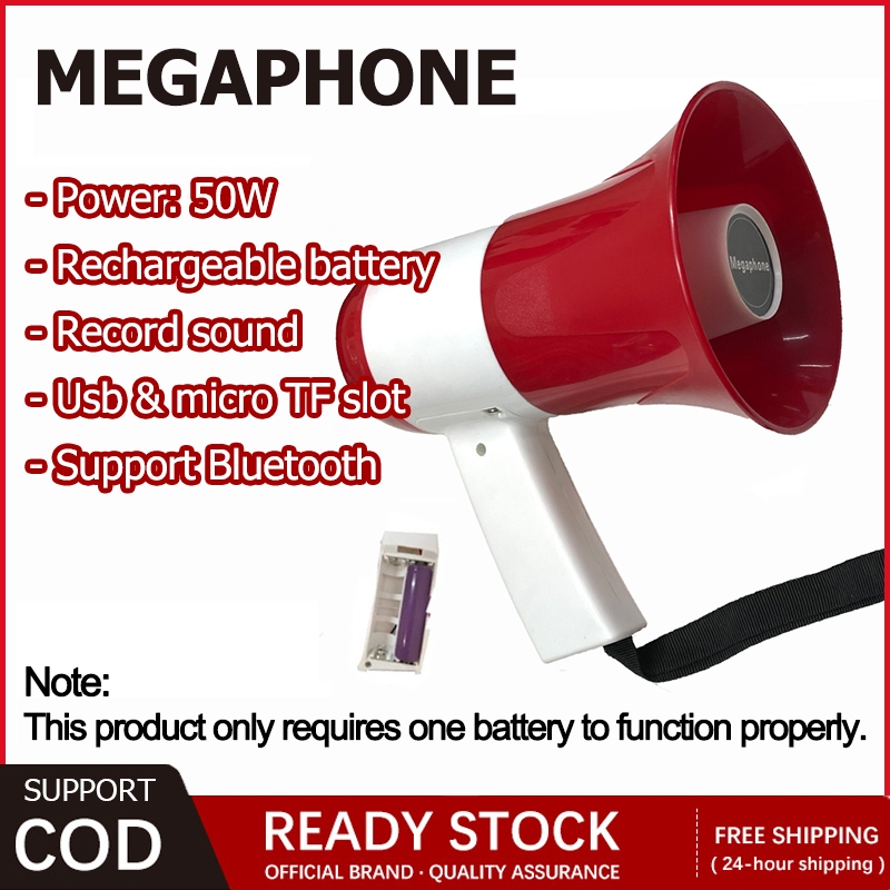 Handy Megaphone Handheld Megaphone Speaker 3.7V 50W Record/Music/USB/TF ...