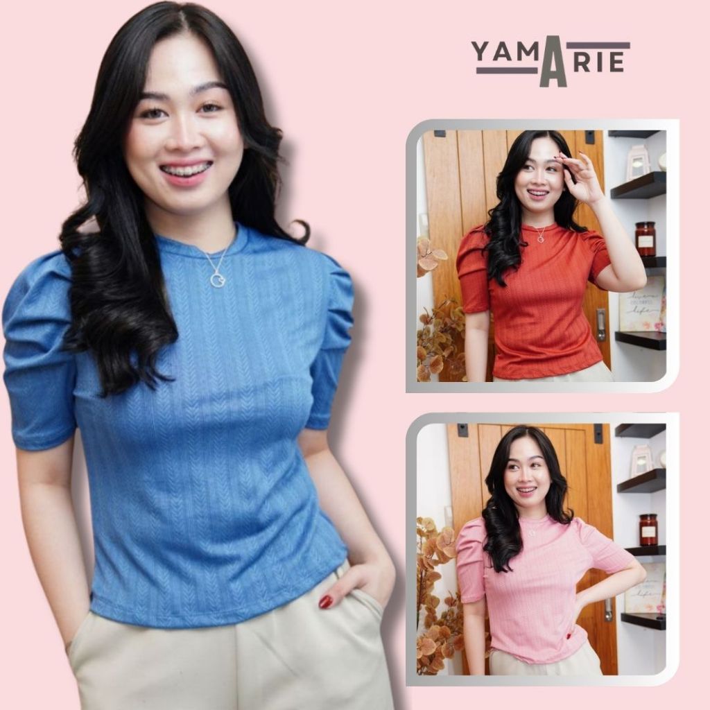Yamari.PH Magnolia Basic Puff Sleeves Knitted Top | Shopee Philippines