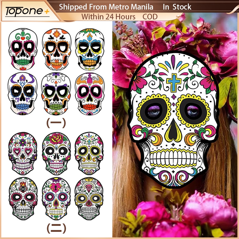 6PCS Dead Halloween Mask Skull Full Face Mask For Cosplay Mexican ...