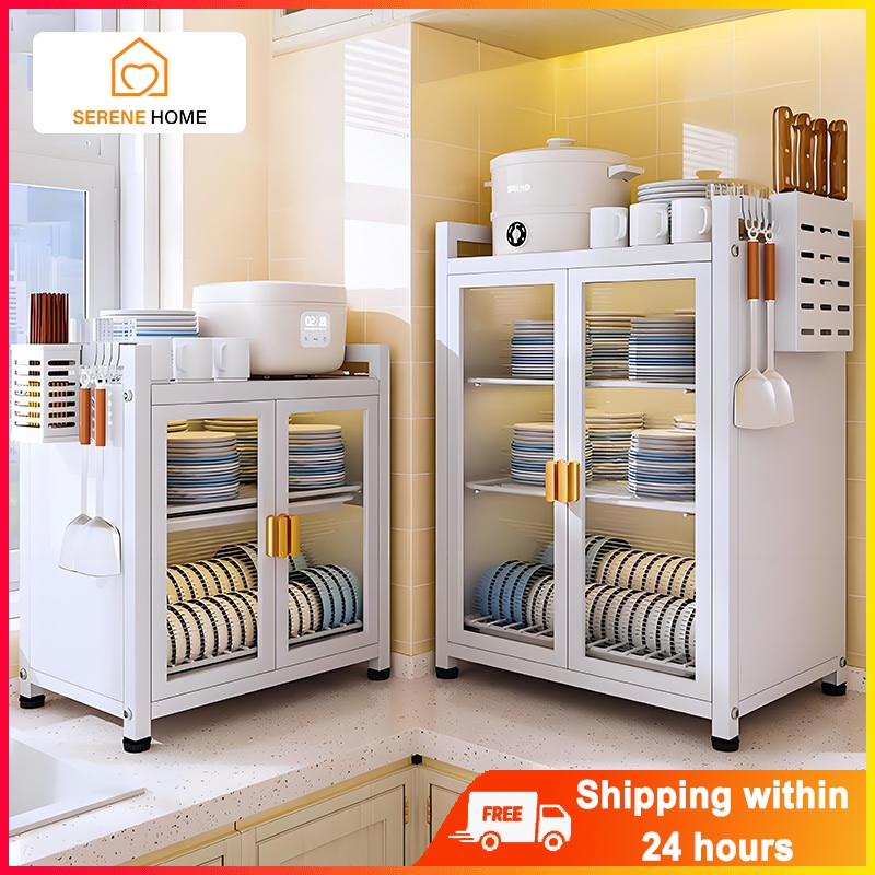 Dish Rack Metal Kitchen Organizer Dish Cabinet With Flip Cover Dish ...