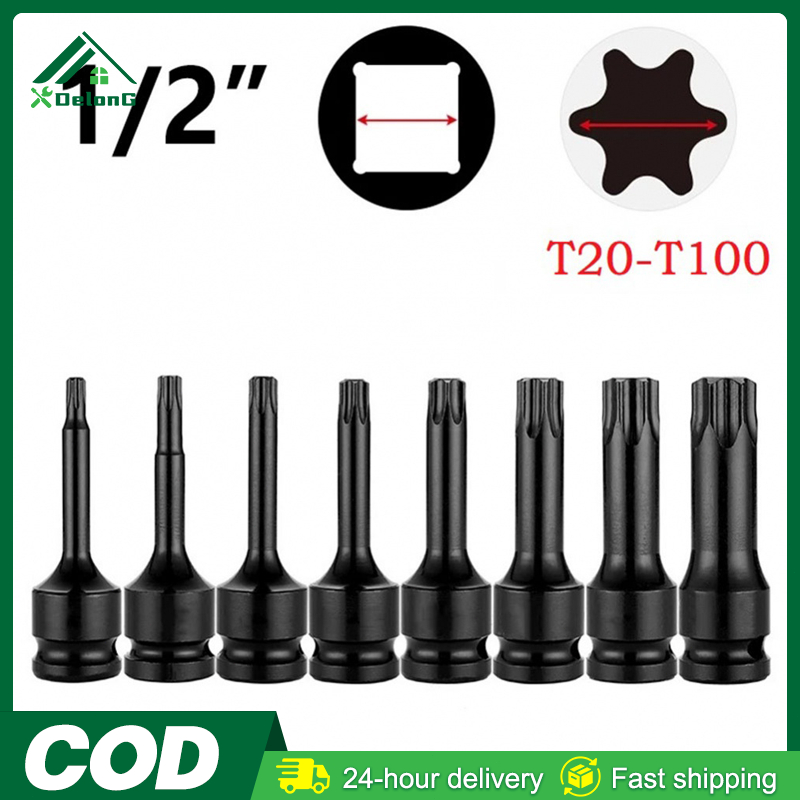 1× 1/2inch Hex Torx Screwdriver Bit Impact Drive Socket Adapter Head-T20-T100 | Shopee Philippines