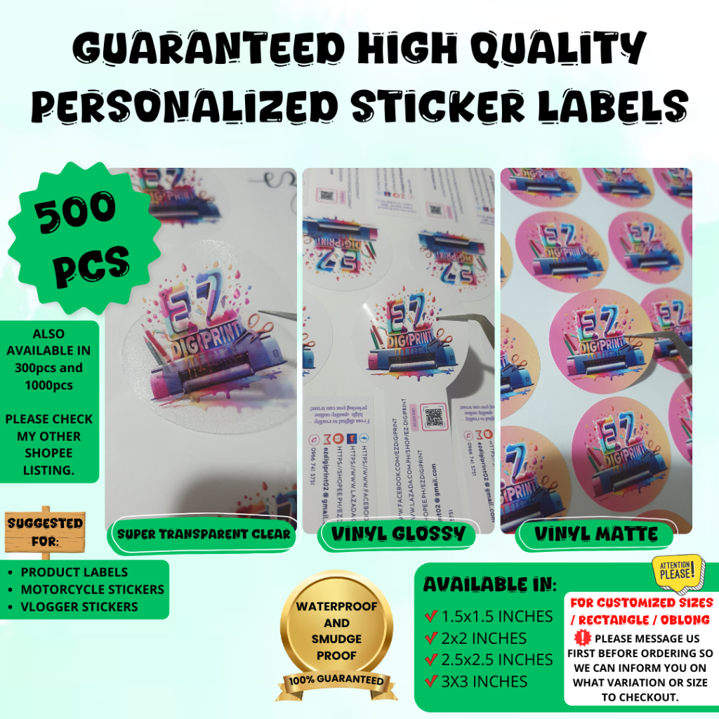 Personalized/Customized Product Sticker Labels (VINYL WATERPROOF ...