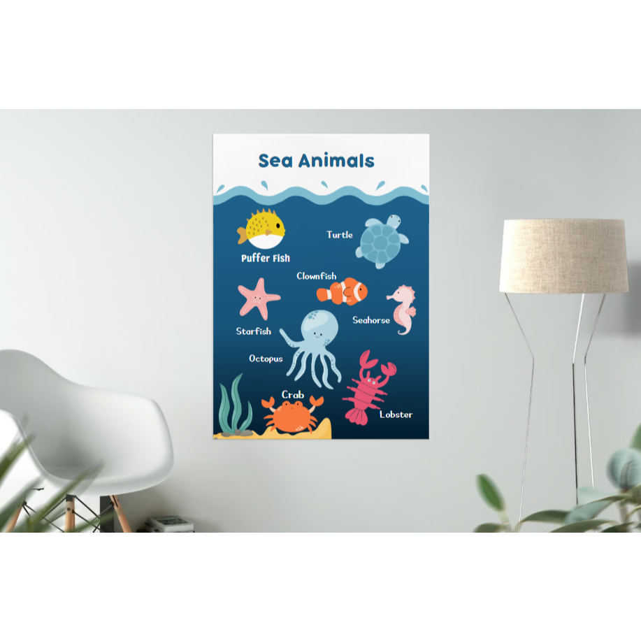 Explore the Ocean – Fully Laminated Sea Animals Chart (A4) | Shopee ...