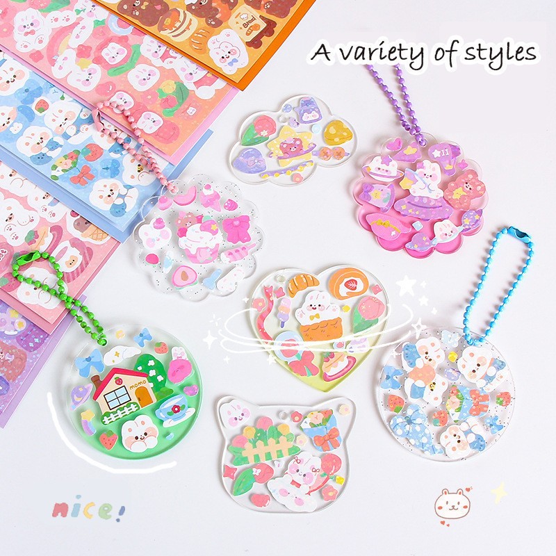 DIY Guka Card Disc Gradient Glitter Acrylic Keychain Handmade Pendant ...