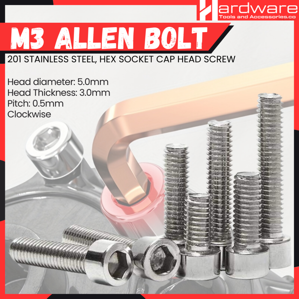 M3 Stainless Steel Allen Bolt Socket Head Cap Screws, Hex Head Screws ...