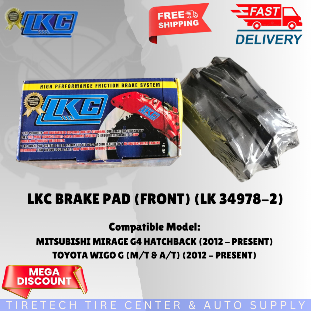 Brake Pad Front LKC Mitsubishi Mirage G4 Hatchback/Toyota Wigo G ...