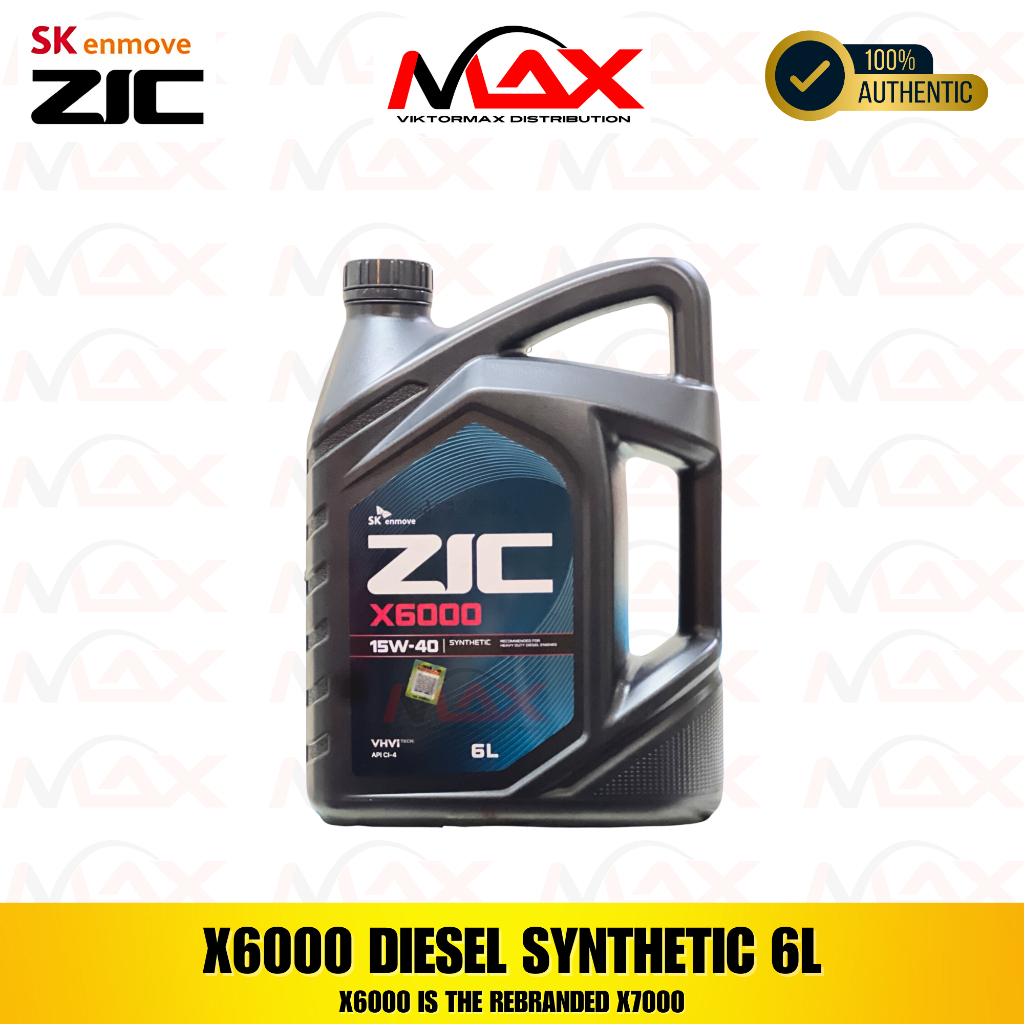 ZIC X6000 15W-40 6L for Heavy Duty Diesel Engine Oil SYNTHETIC CI-4 ...