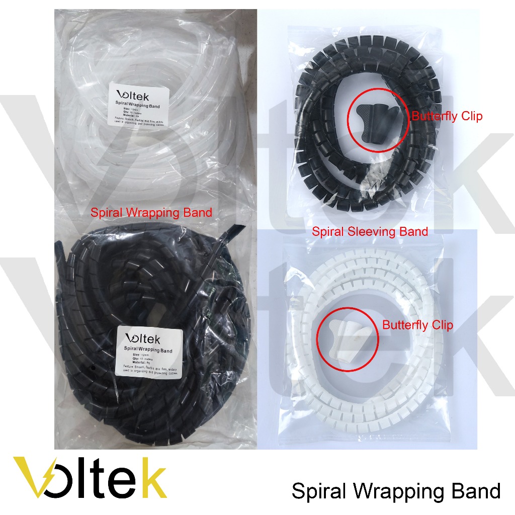 Spiral Wrapping Band or Spiral Sleeving Band with butterfly clip black ...