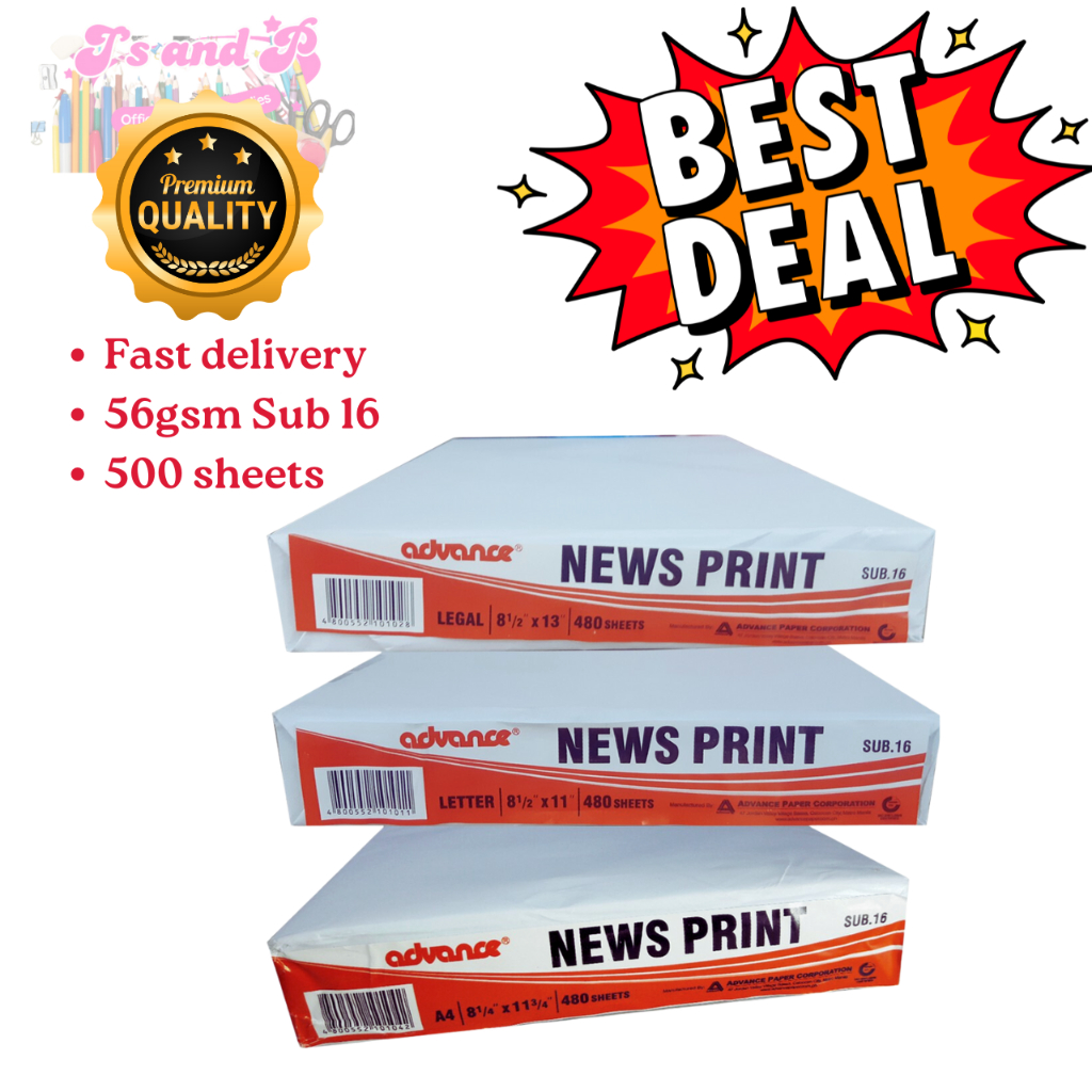Finest Newsprint 56gsm Sub 16 (480's) - Short /Long/ A4 Premium Quality ...