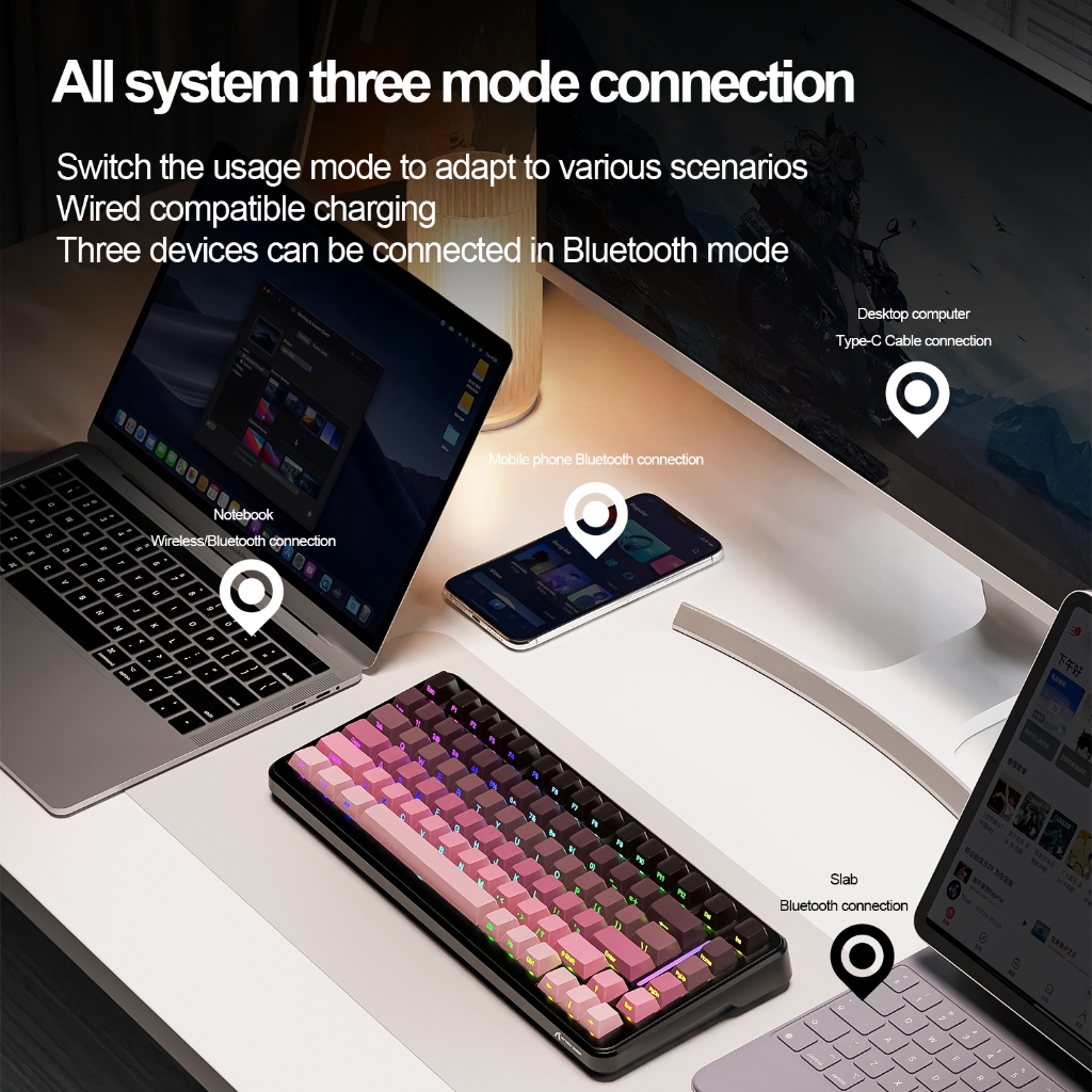 Attack Shark M86 Wireless Mechanical Keyboard Bluetooth Rgb Side Carved ...