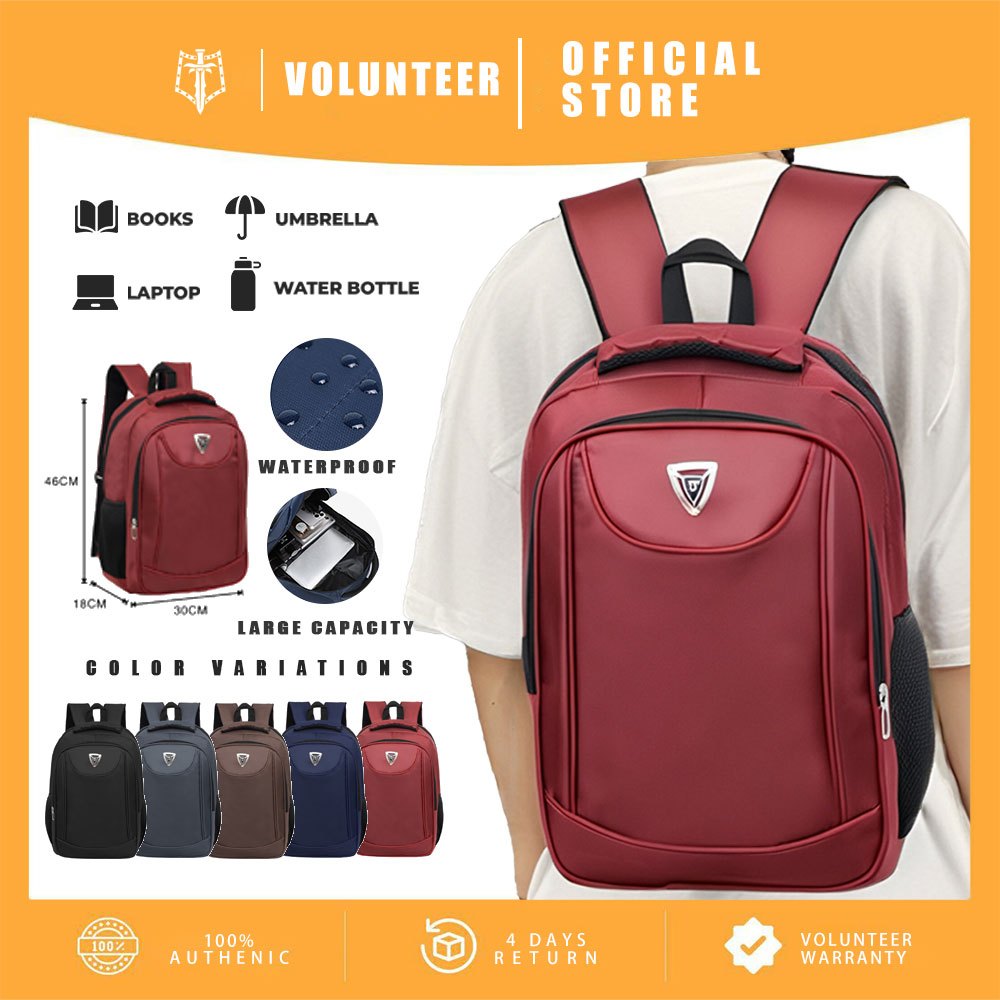 VOLUNTEER School Bag Waterproof Fashion Laptop Backpack Large Capacity ...