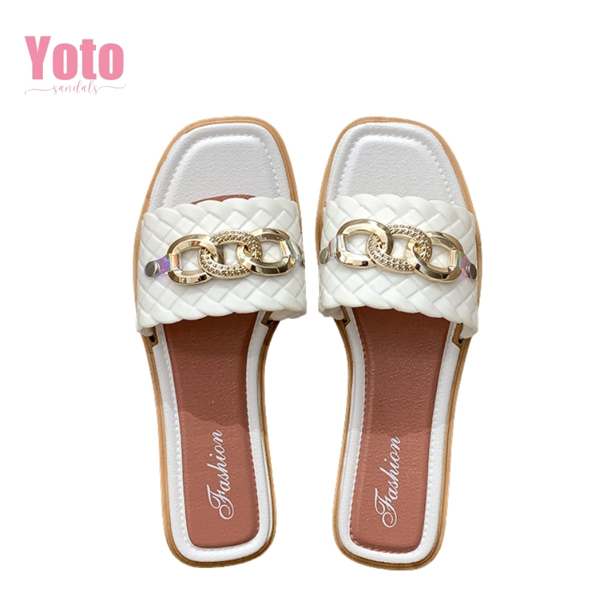 YOTO Womens Designer Summer Slippers flat sandals shoes | Shopee ...