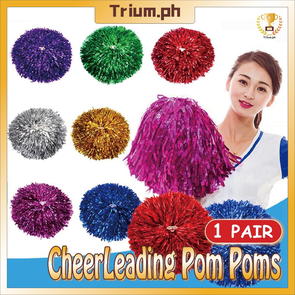 1 Pair Cheerleading Pompoms with Handles Cheer Dance Competition ...