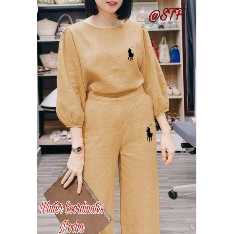 Korean LongSleeve Terno SquarePants - fit to XL- CRUMPLED LINEN FABRIC ...