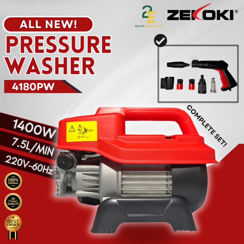 ALL NEW Zekoki Pressure Washer 4180PW – 1400W, 220V/60Hz, 7.5L/Min, 7/10MPa, Auto Stop | Shopee ...