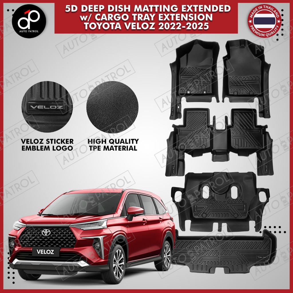TOYOTA VELOZ 2022-2025 5D Deep Dish Matting Extended w/ Cargo Tray ...
