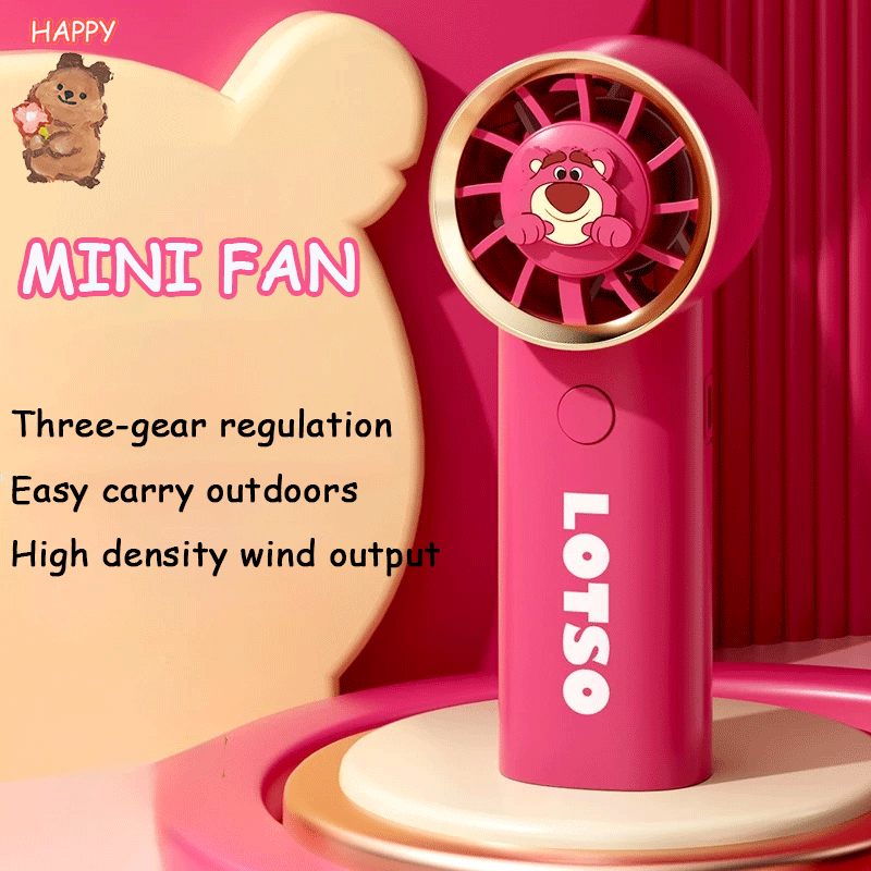 Handheld Mini Fan Desktop Lotso Small Fan Cute Strawberry Bear Kids ...