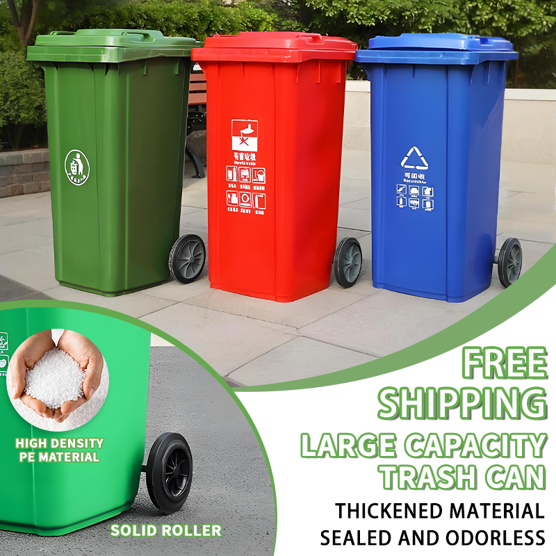 With cover trash bin Large Outdoor Garbage bin container 100/120L with ...