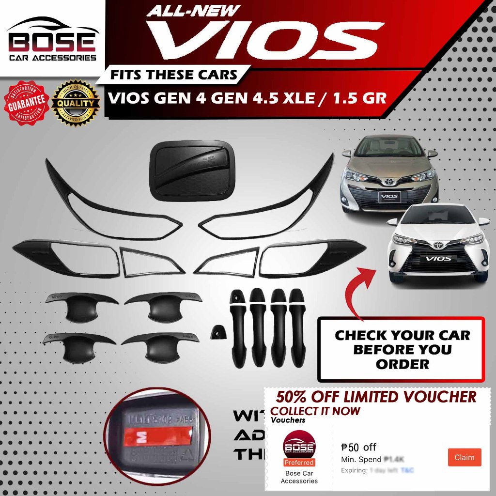 Toyota Vios Prime Garnish Cover Set Black / Chrome 2018 - Onwards Gen4 ...