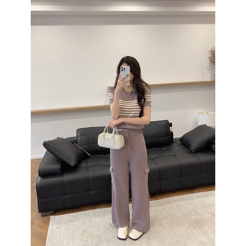 Only.Fashion Stripes Knitted Terno Pants#78573 | Shopee Philippines