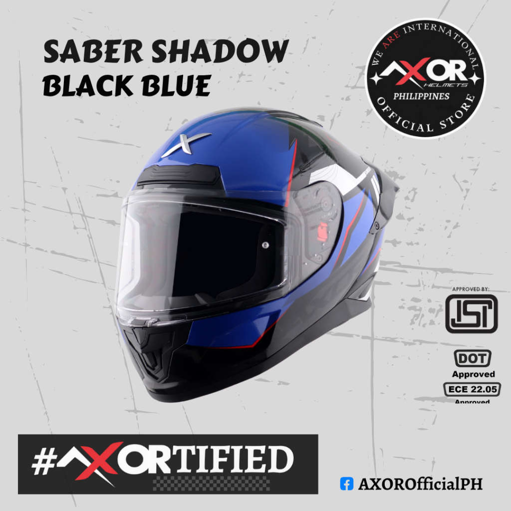 AXOR SABER SHADOW BLACK BLUE + FREE PINLOCK ANTIFOG FILM + FULL FACE ...