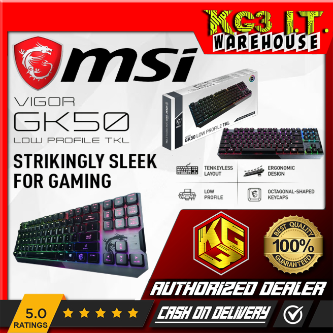 MSI GK50 Low Profile Kailh w/ RGB Mystic Light Mechanical Keyboard ...