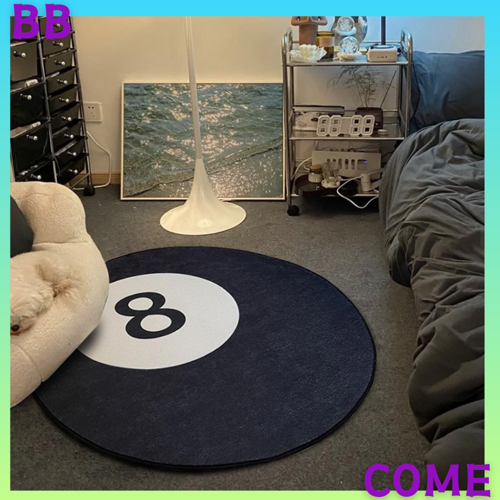 8 Ball Rug Carpet Skin Friendly Black Anti-slip Soft Plush Chair Pad ...