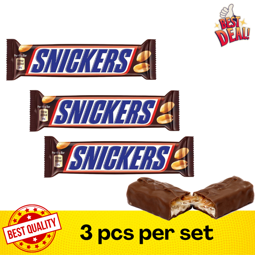 [3pcs per set] Snickers chocolate bar, 45g | Shopee Philippines