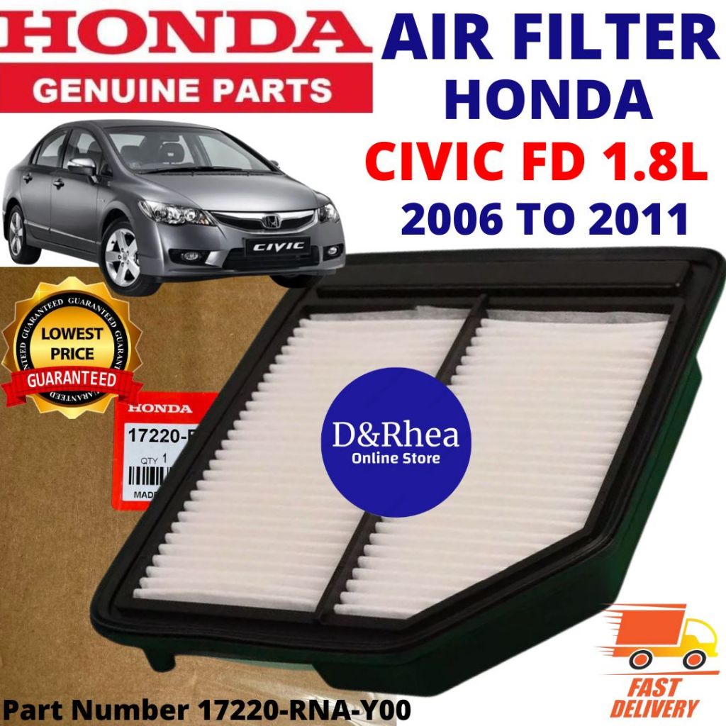 HONDA AIR FILTER FOR HONDA CIVIC FD 1.8L 2006 to 2011 - 17220-RNA-Y00 ...