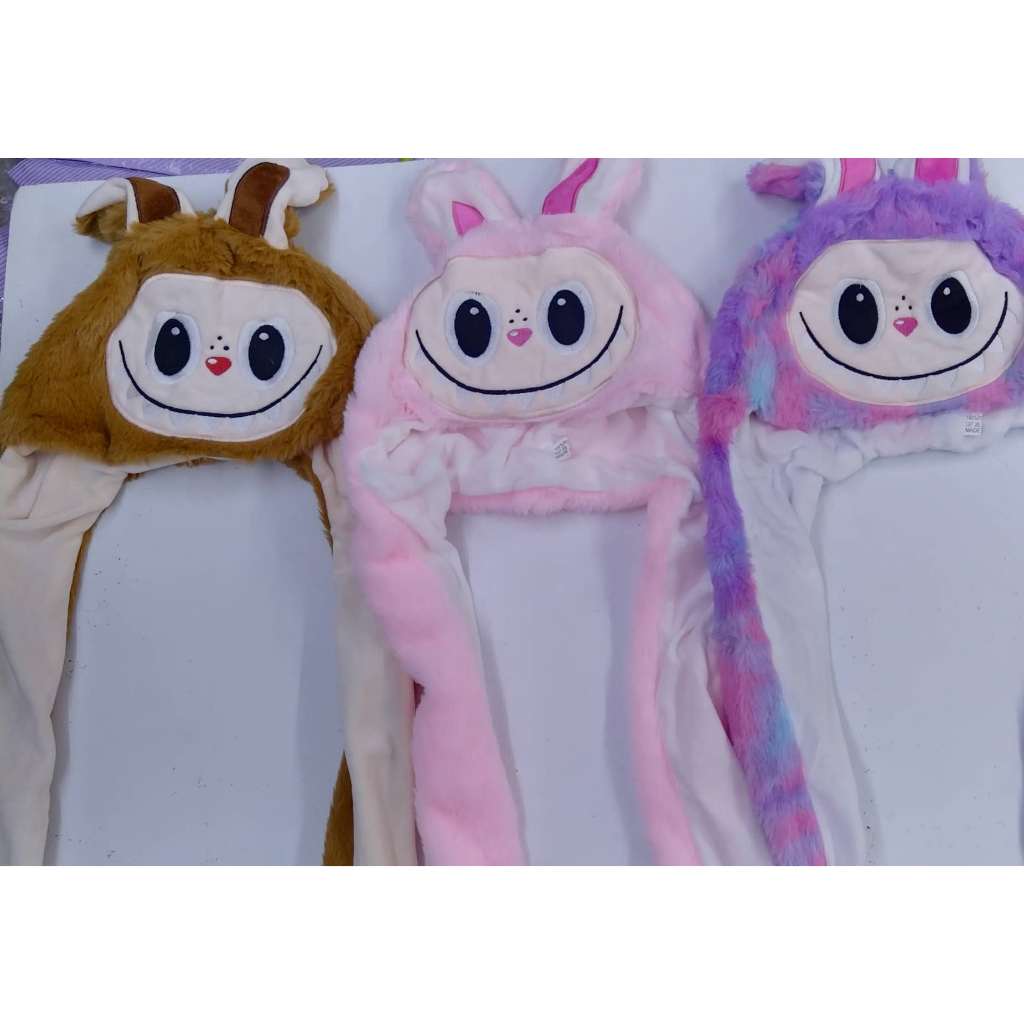 LABUBU Hat with Light and Without Plush Ears Sweet Cute Plush Cap ...