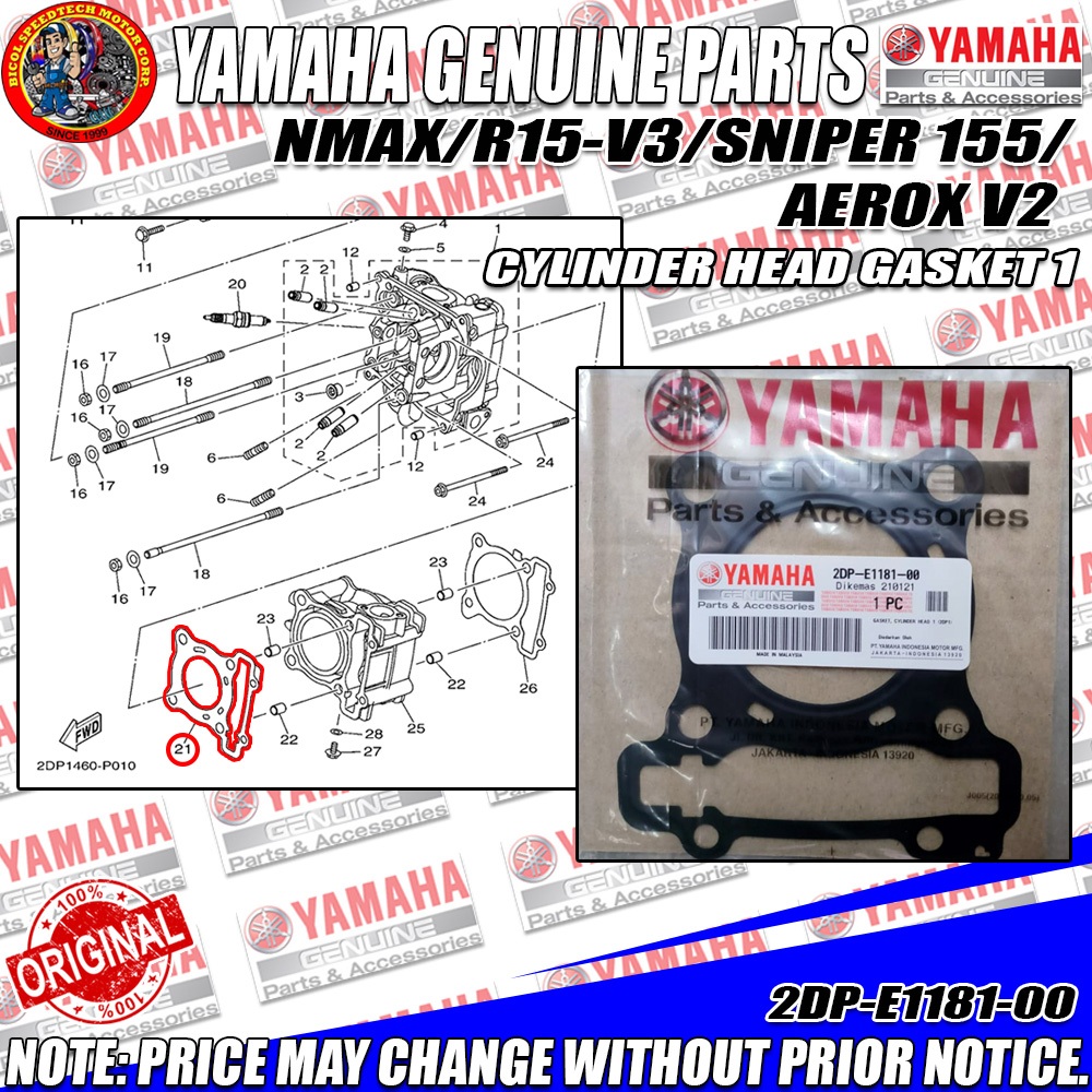 YAMAHA NMAX/R15-V3/SNIPER 155/AEROX V2 CYLINDER HEAD GASKET 1 (YGP ...