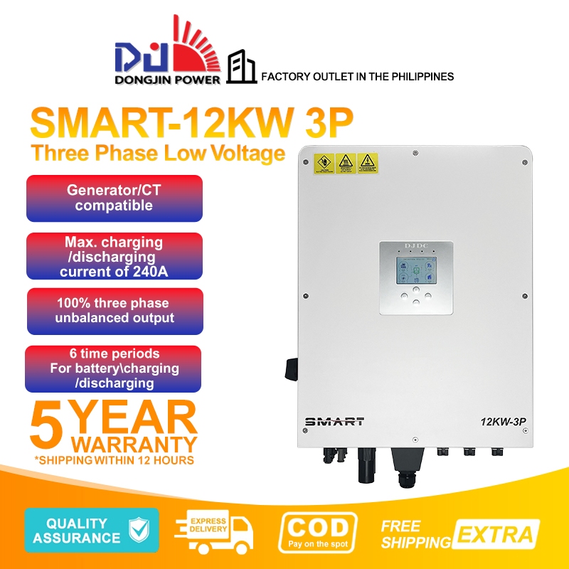 DongJin Power MPPT 12KW 48V Grid Tie Solar Inverter Three Phase unbalanced output 5 Year ...