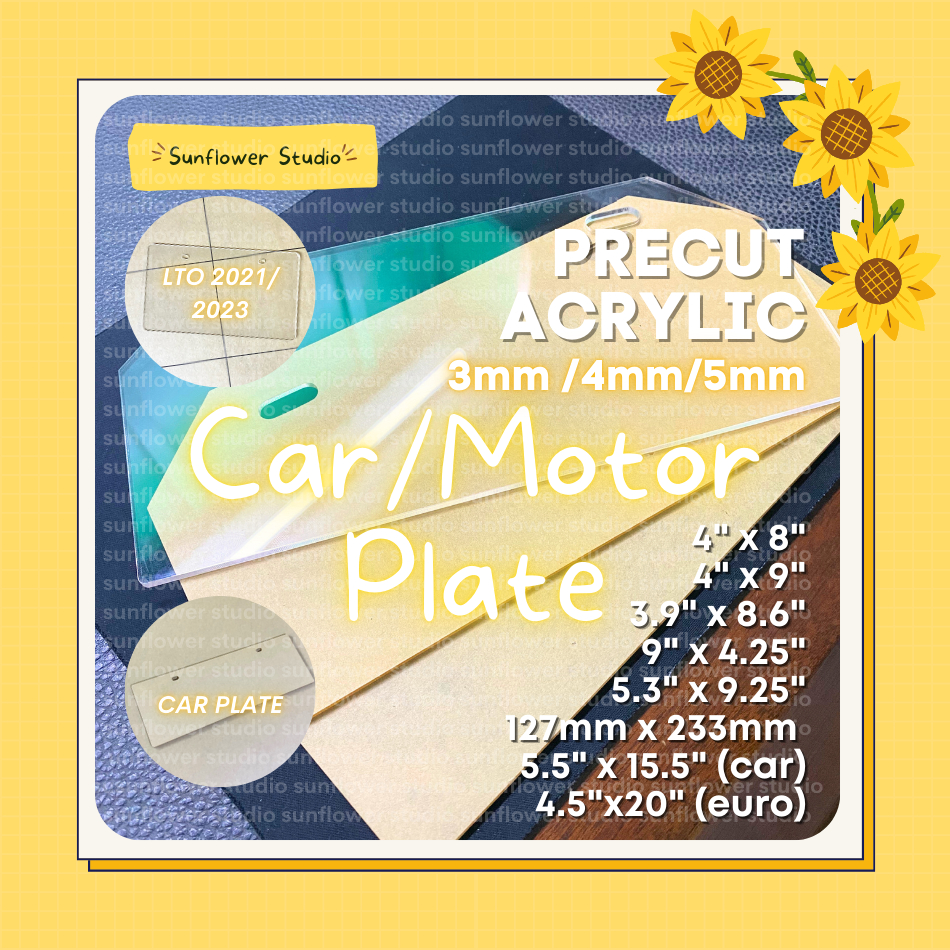 Blank Acrylic MC. Plate Number 3.9in x 8.6in ,4inx9in 4inx8in 4 ...