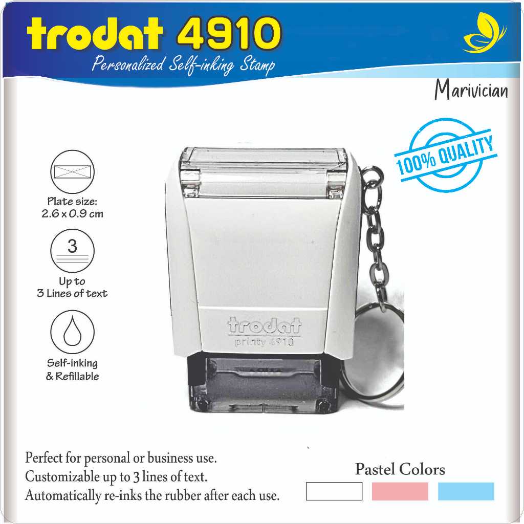 Trodat 4910 White Pastel Colors Personalized Stamp Name Rubber | Shopee Philippines