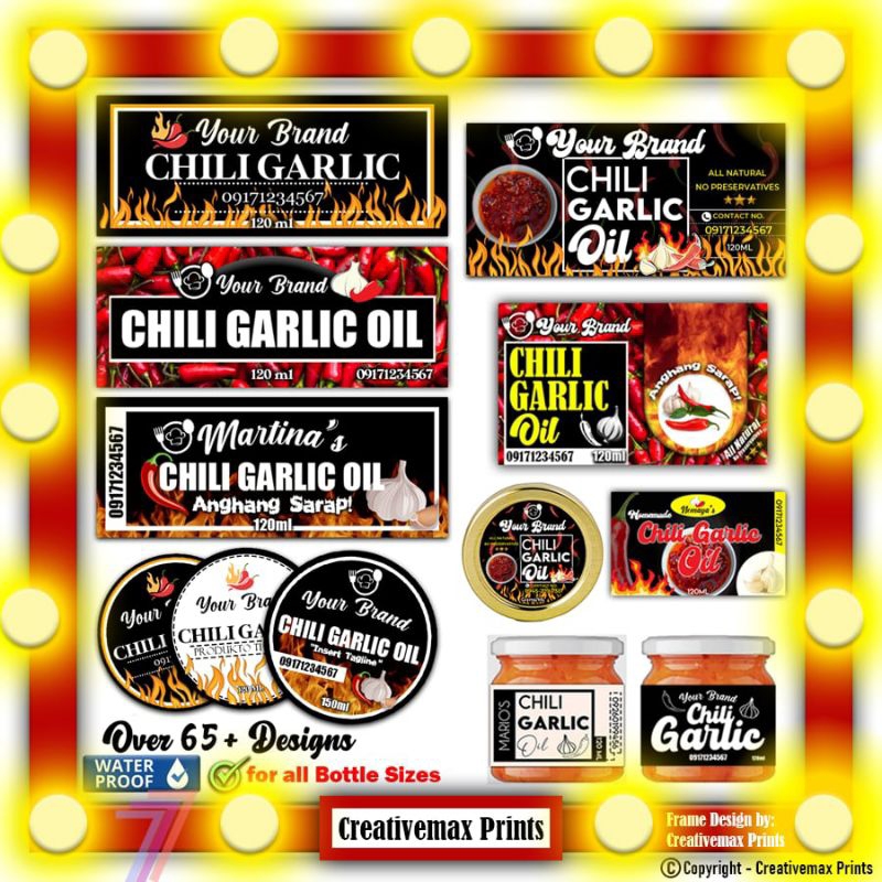 CHILI GARLIC OIL Sticker Label (CUSTOMIZABLE | Ready-Made | Glossy ...