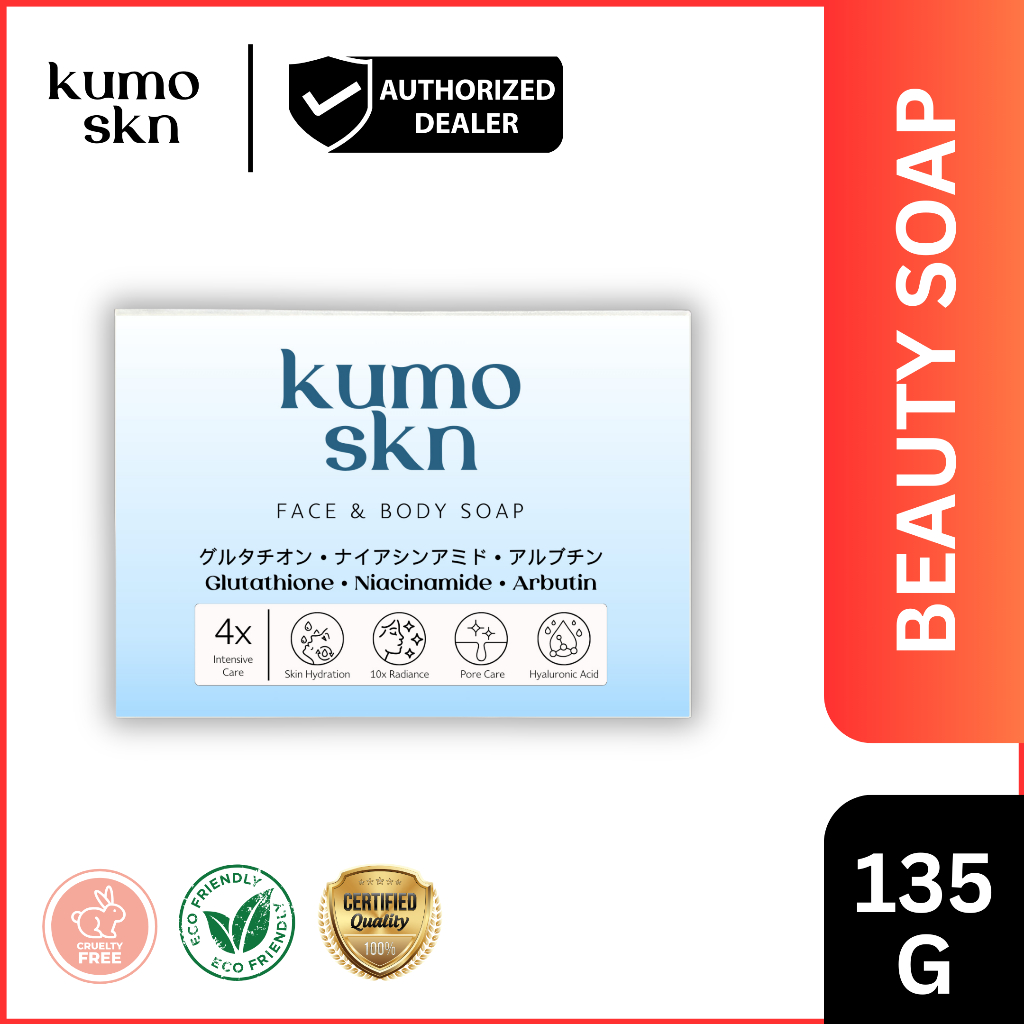 Kumo Skin Glow & Beauty Bar Face and Body Soap with Niacinamide and Glutathione, Off-White, 135g ...