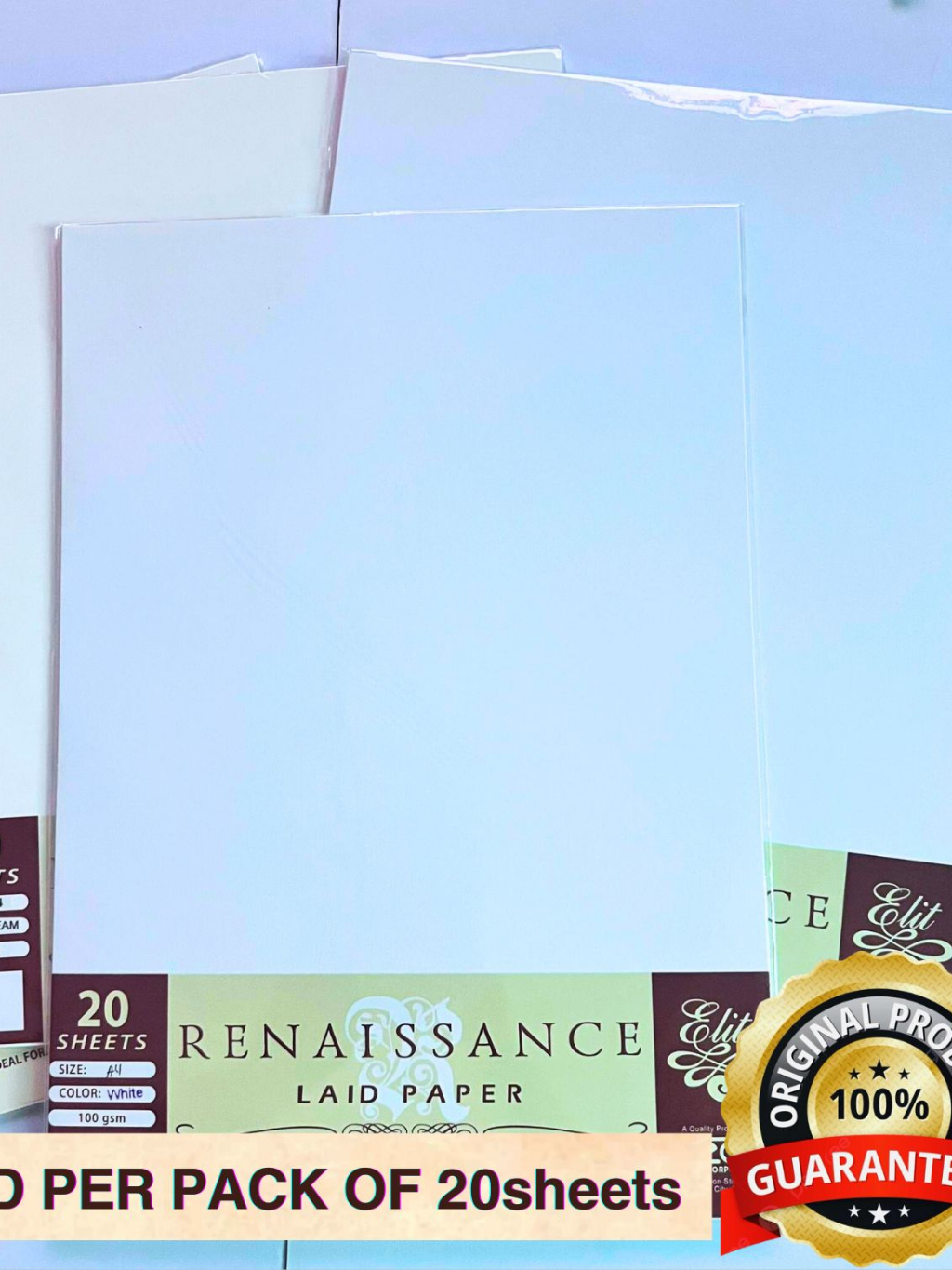 RENAISSANCE LAID PAPER VECO 100gsm (COLOR: White/Cream) (SIZE: A4) 20 ...
