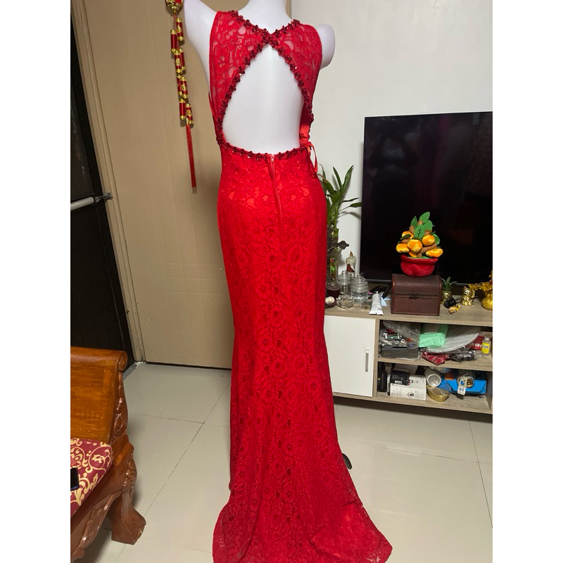 ELEGANT RED GOWN SIZE 28 WAISTLINE | Shopee Philippines