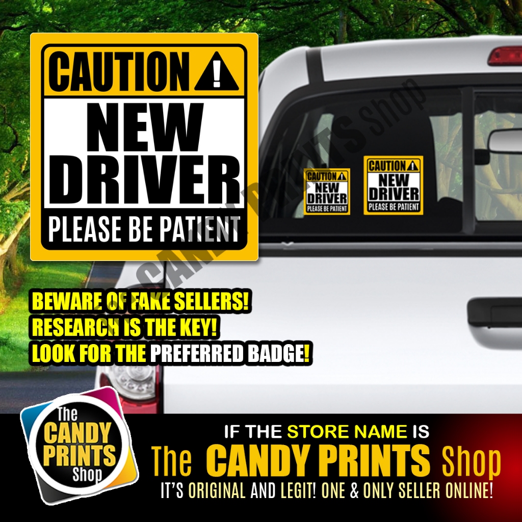 Vinyl (Non-Magnetic) Car Sticker for New Driver Student Driver - Square ...