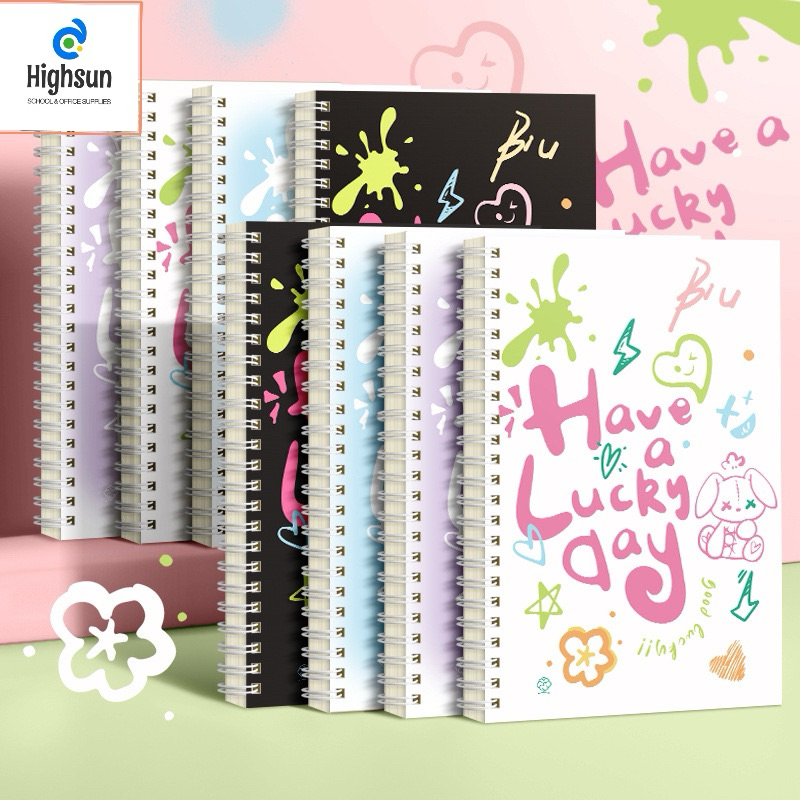 A5 Spiral HAVE A LUCKY DAY Aesthetic Notebook Line Writing Notebooks ...