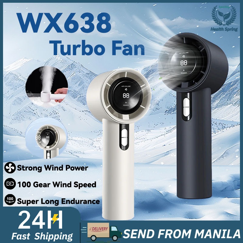 WX638 Handheld Turbo Fan Portable Mini Fan Rechargeable Strong Wind 100 ...