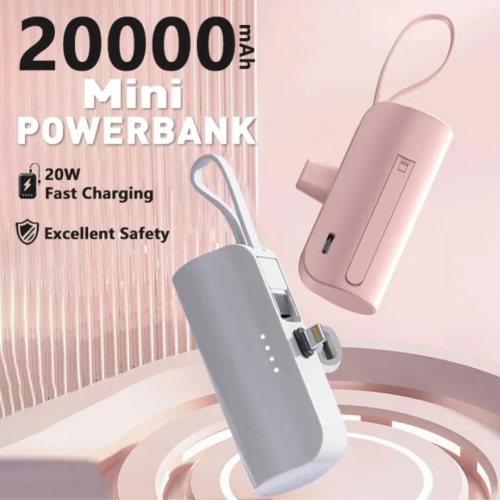 Mini Powerbank 20000mAh 2 in 1 Small Portable Power Bank Fast Charging ...