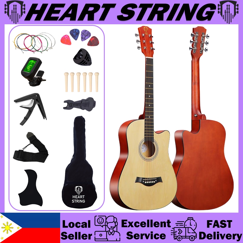 Heart String Guitar Acoustic Guitar 38 Inch Low Action Guitar Gitara for Beginners Student Kid ...