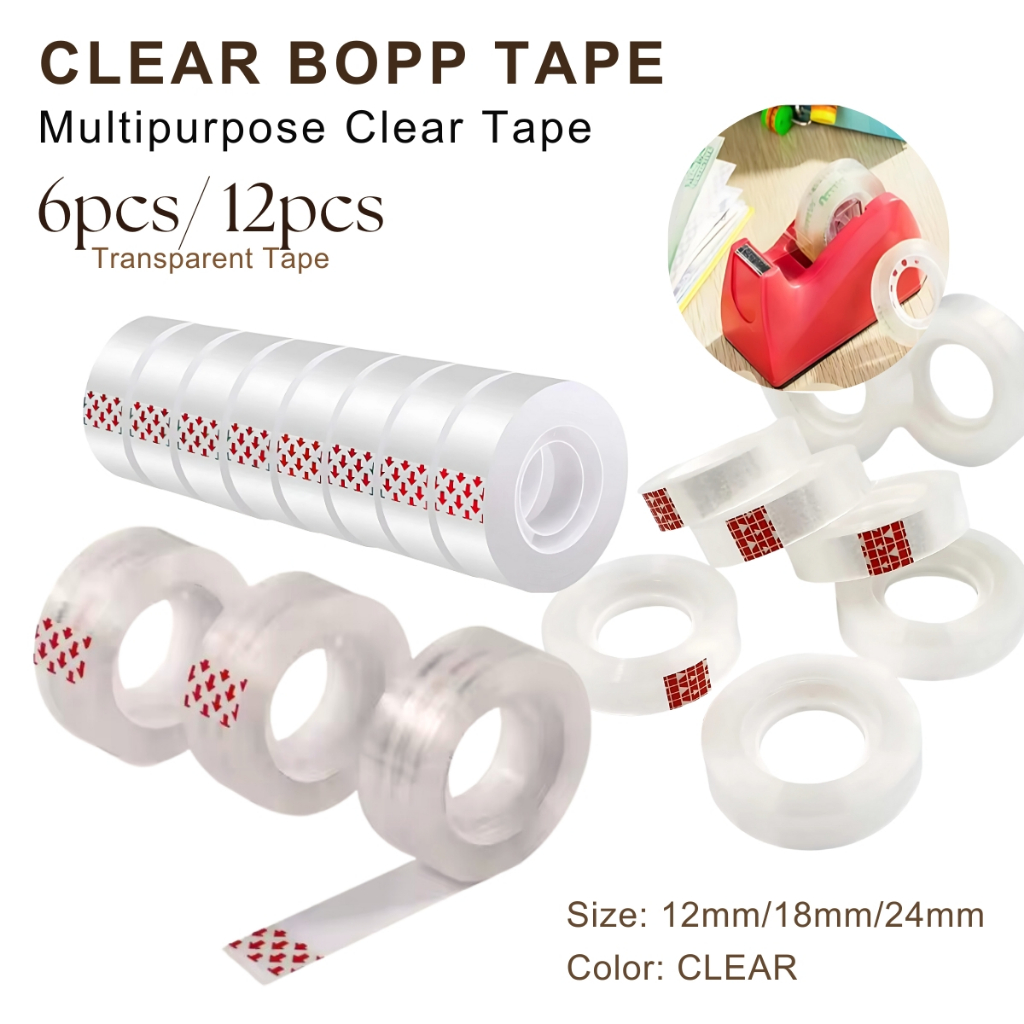 Clear Stationary Small Bopp Tape Bundle - 12 or 6 pieces for School and ...